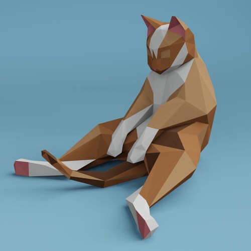 Lazy Paper Model Papercraft DIY Low Poly Fat Cat Model | Etsy