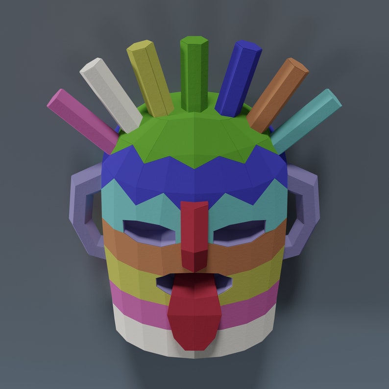 Low Poly Aya Huma Wall-mount Mask DIY Big Paper Sculpture | Etsy