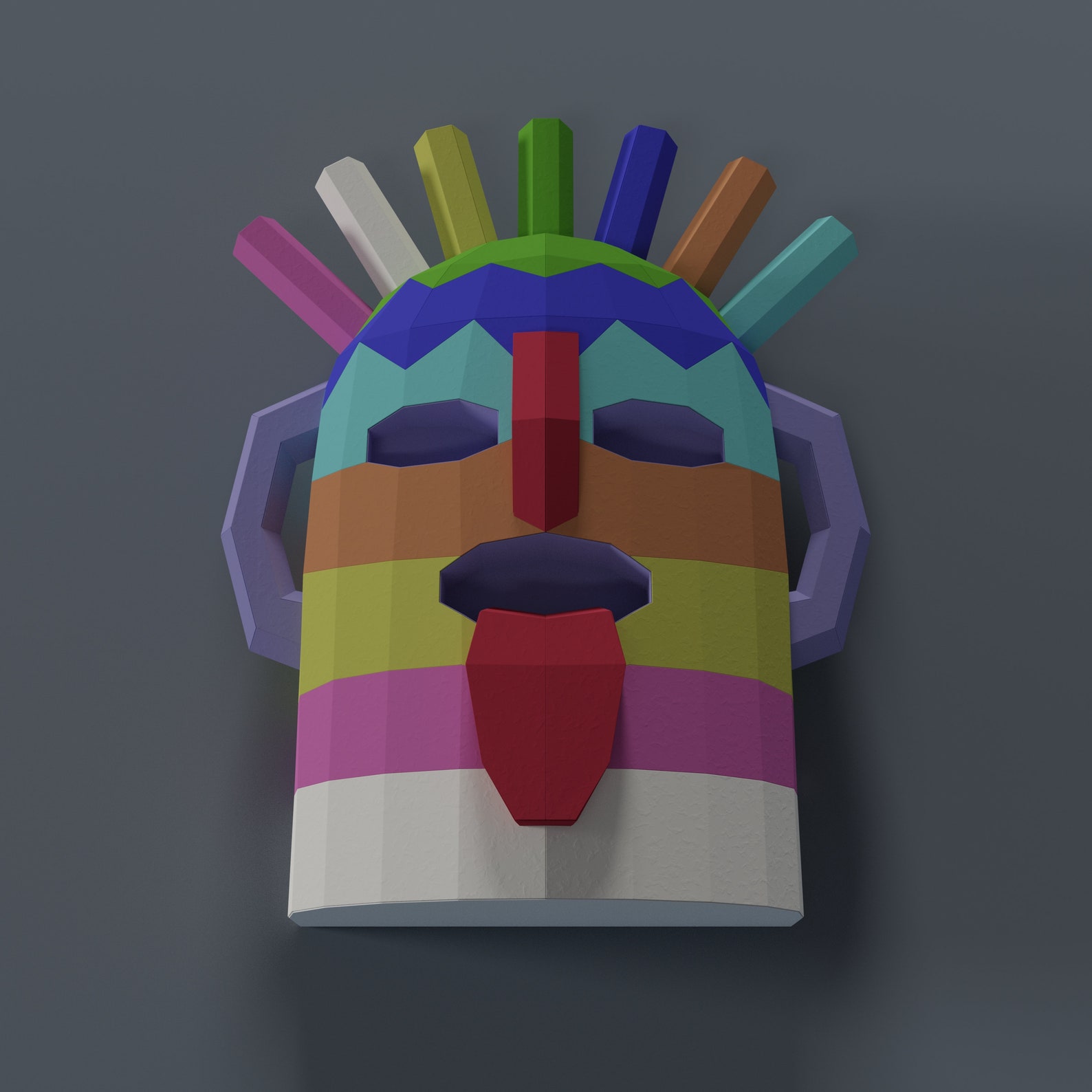 Low Poly Aya Huma Wall-mount Mask DIY Big Paper Sculpture | Etsy