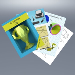 3D Papercraft Low Poly Trophy Cup, DIY Big Paper Trophy Sculpture, Pdf ...