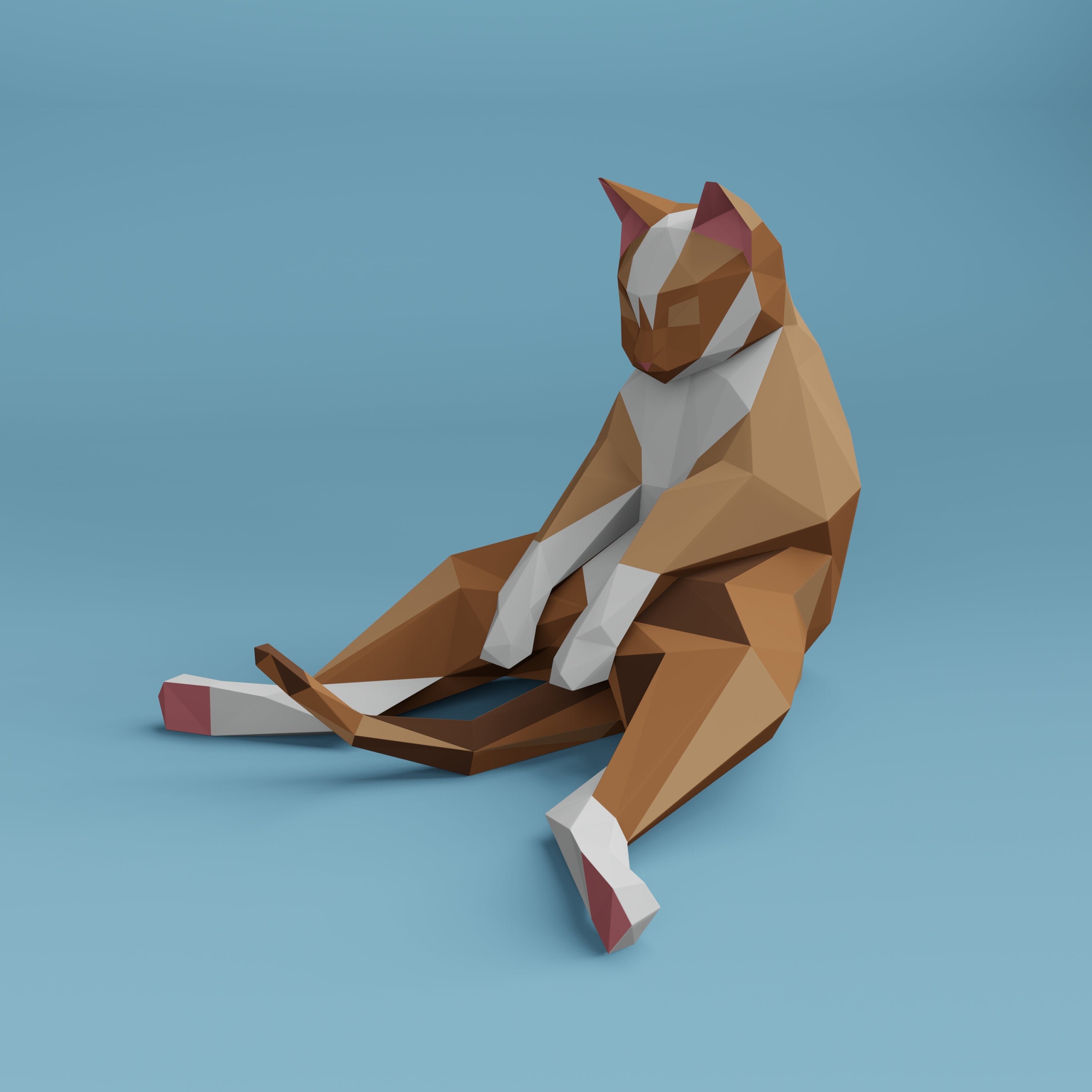 Low Poly Sitting Cat DIY Real Size 3d Paper Sculpture Pdf - Etsy