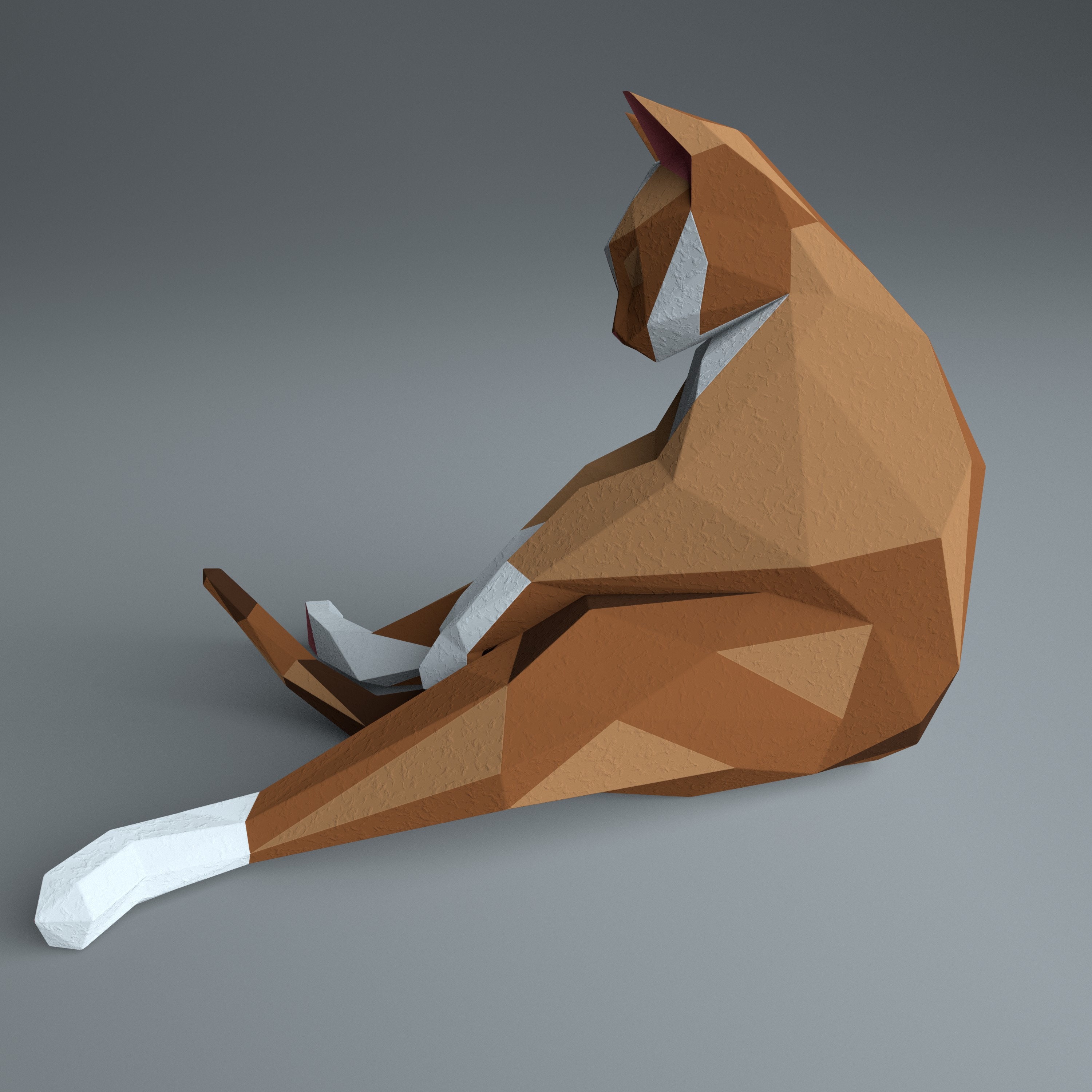Low Poly Sitting Cat DIY Real Size 3d Paper Sculpture Pdf - Etsy
