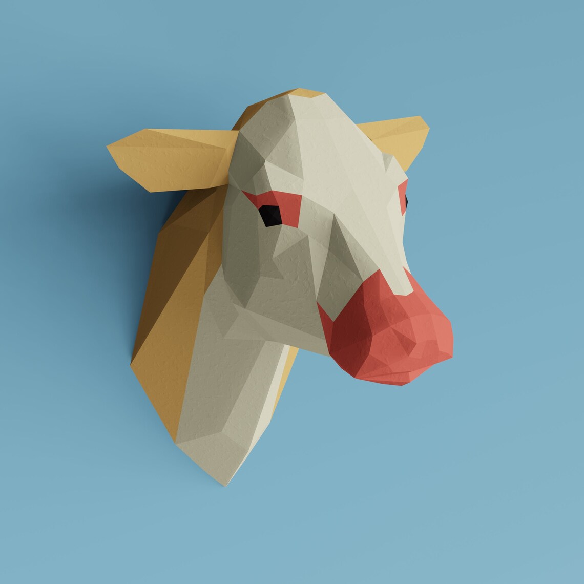 Low Poly Cow Head DIY Big Paper Sculpture Pdf Download 3d - Etsy