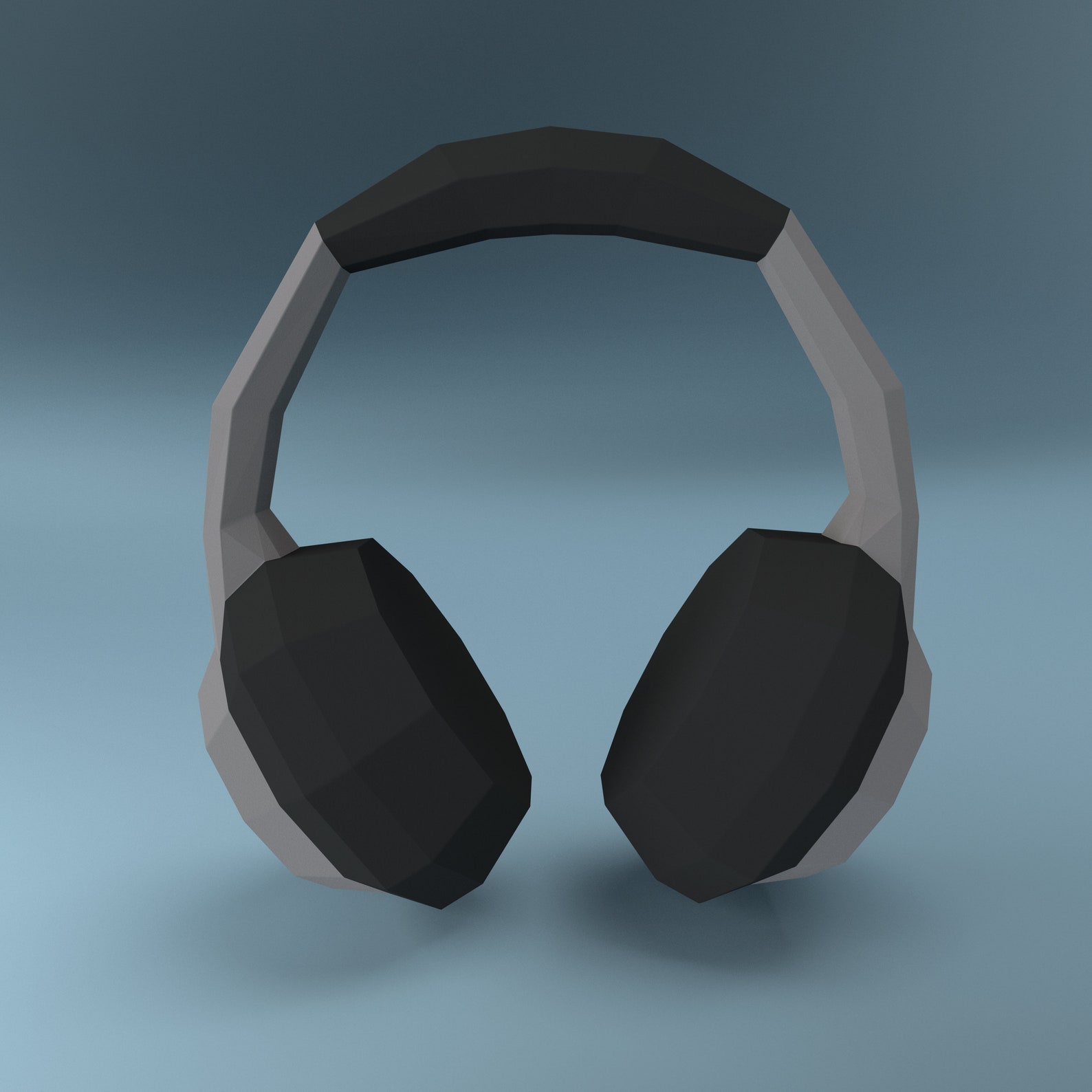 Low Poly Headphones DIY Real Size Paper Sculpture Pdf | Etsy