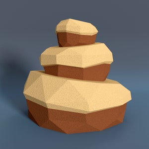 Low Poly Chocolate Cake DIY Paper Sculpture Pdf Download 3d - Etsy
