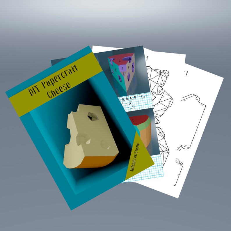 DIY 3D Low Poly Papercraft Cheese. Cute Paper Sculpture for - Etsy
