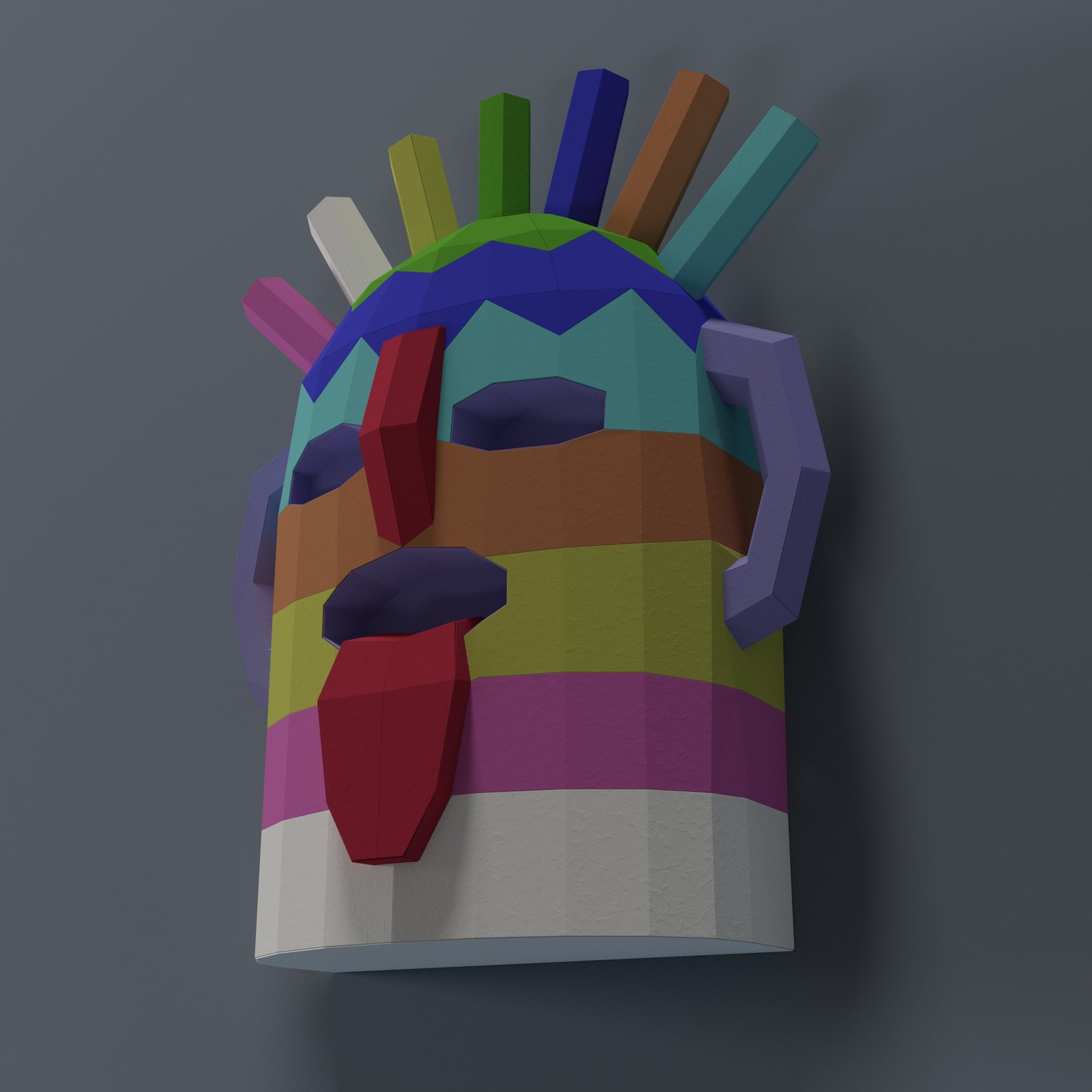 Low Poly Aya Huma Wall-mount Mask DIY Big Paper Sculpture - Etsy