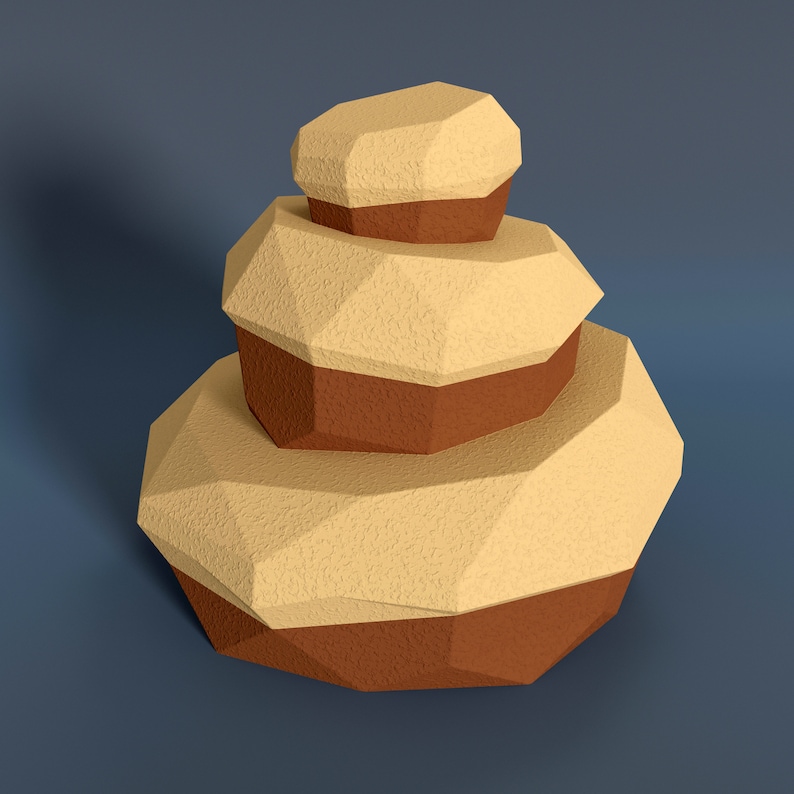 Low Poly Chocolate Cake DIY Paper Sculpture Pdf Download 3d - Etsy