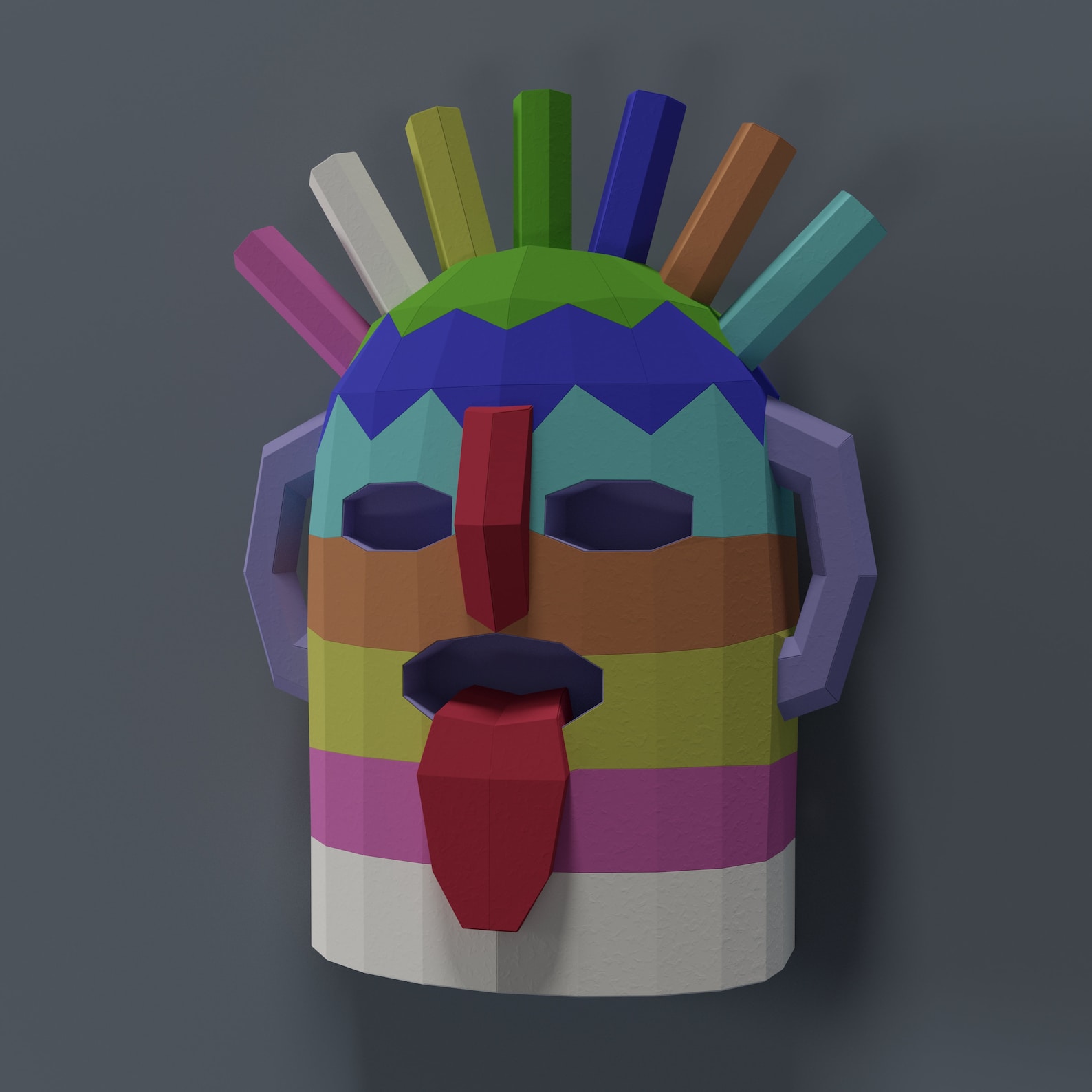 Low Poly Aya Huma Wall-mount Mask DIY Big Paper Sculpture | Etsy