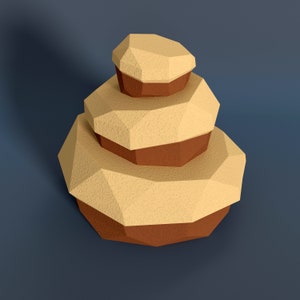 Low Poly Chocolate Cake DIY Paper Sculpture Pdf Download 3d - Etsy