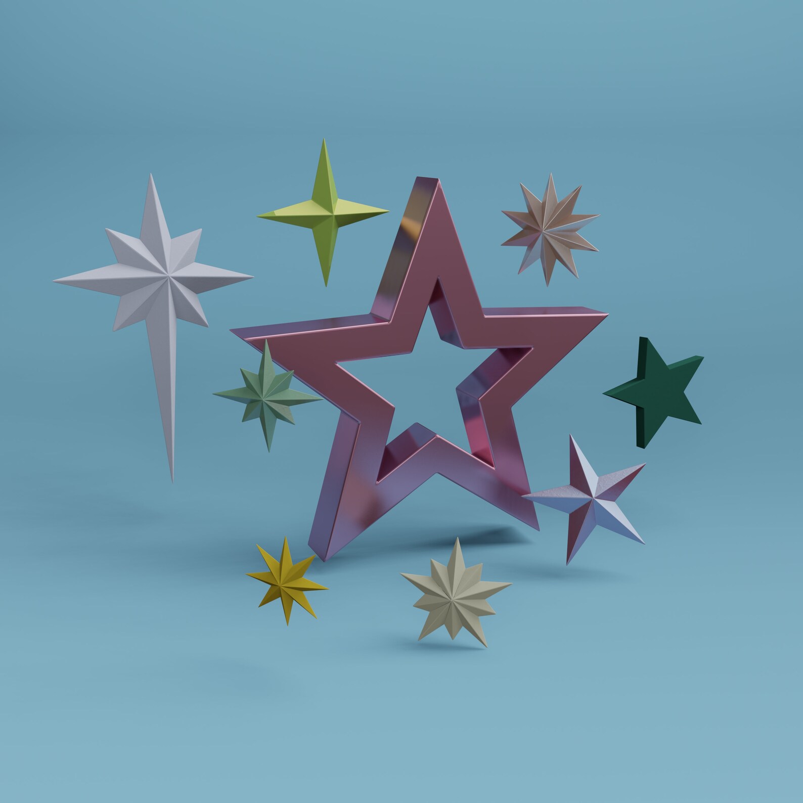 3D Papercraft Low Poly Star Pack for Party or New Year Eve | Etsy