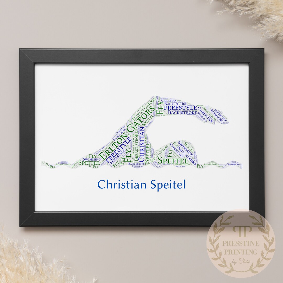Swimmer Gift Custom Framed Swimmer Print End of Season Swimmer Gift ...