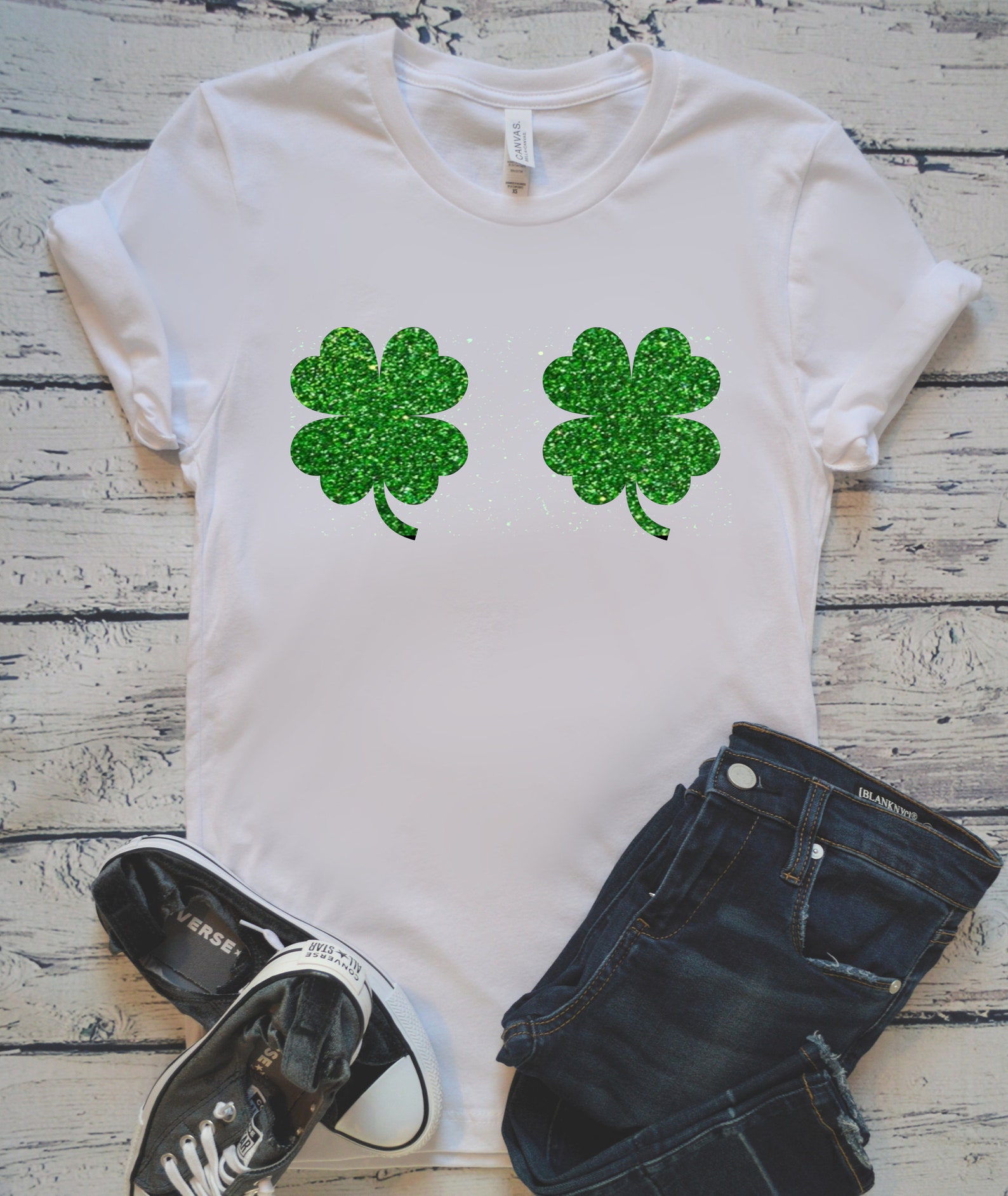 Shamrock Boob Shirt Irish Shamrock Top St Patricks Etsy