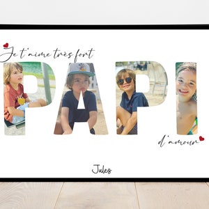 Cadeau Papi ou Papy affiche personnalisée photos souvenirs pour la fête des papis , Noël ...