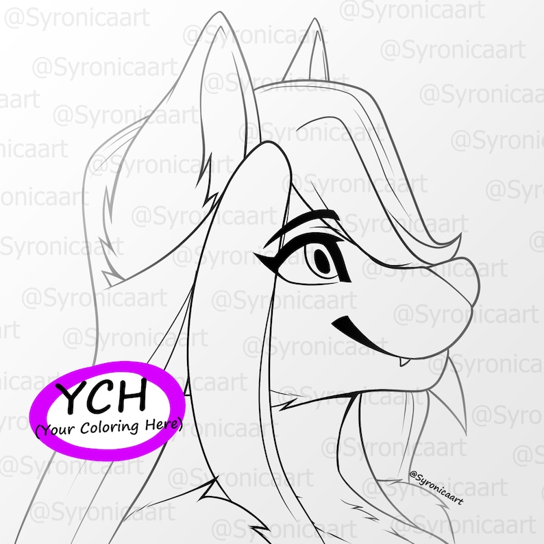 Furry Coloring Page: Fursona PFP Icon Base (PSD File) - Etsy Israel
