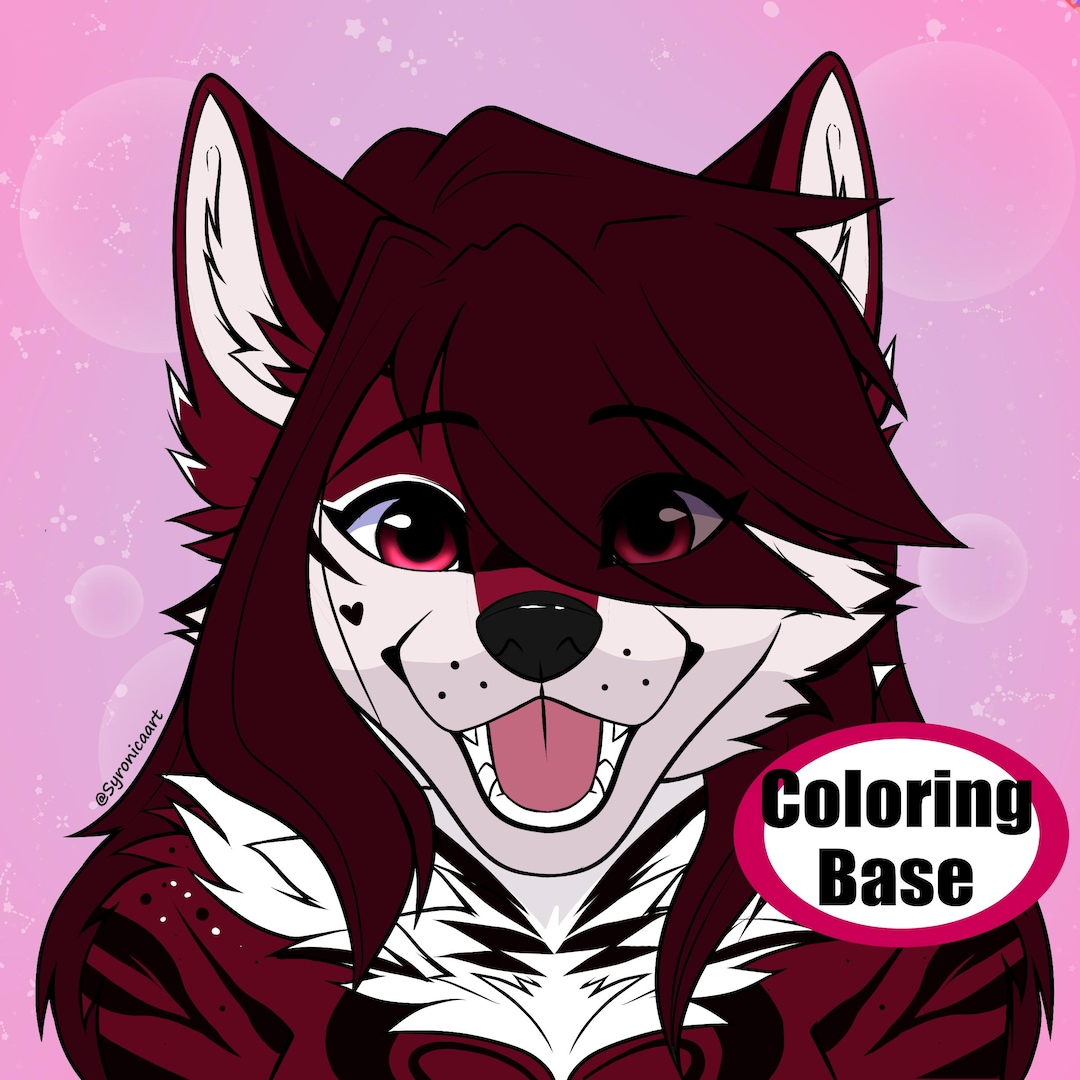 Fem Coloring Page Fursona Pfp Icon Base Furry Digital Download DIY YCH ...