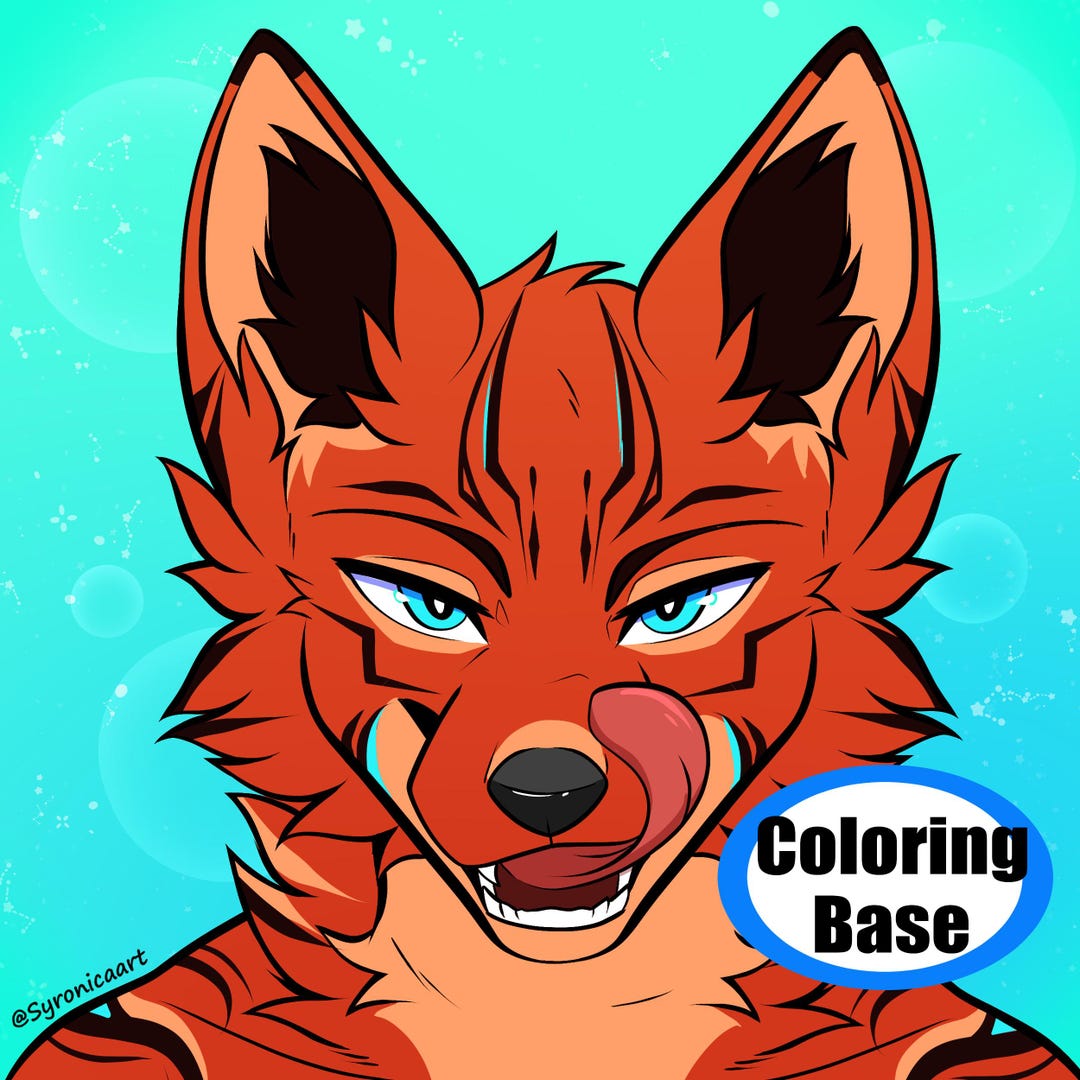 Fursona Coloring Page Grin Pfp Icon Base Furry Digital Download DIY YCH ...