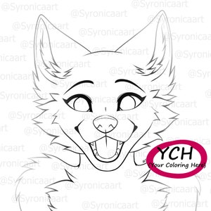 Fem Coloring Page Fursona Pfp Icon Base Furry Digital Download DIY YCH ...