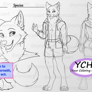 Male Fursona Ref Sheet: DIY Furry Art Coloring Page (PSD File) - Etsy