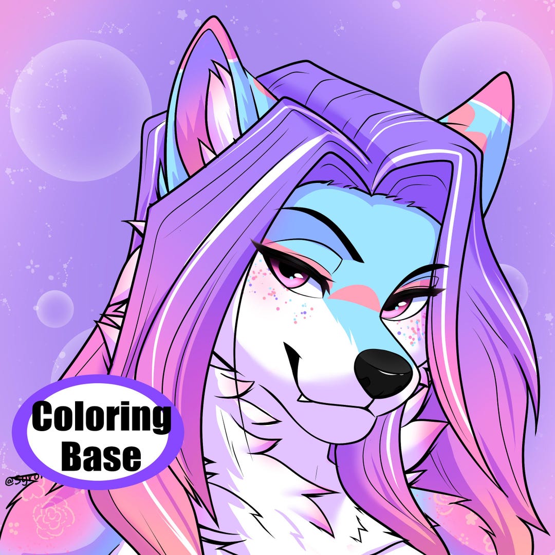 Furry Coloring Page: Fursona Smirk Icon Base (PSD File) - Etsy