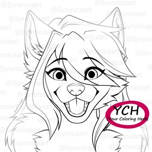Fem Coloring Page Fursona Pfp Icon Base Furry Digital Download DIY YCH ...