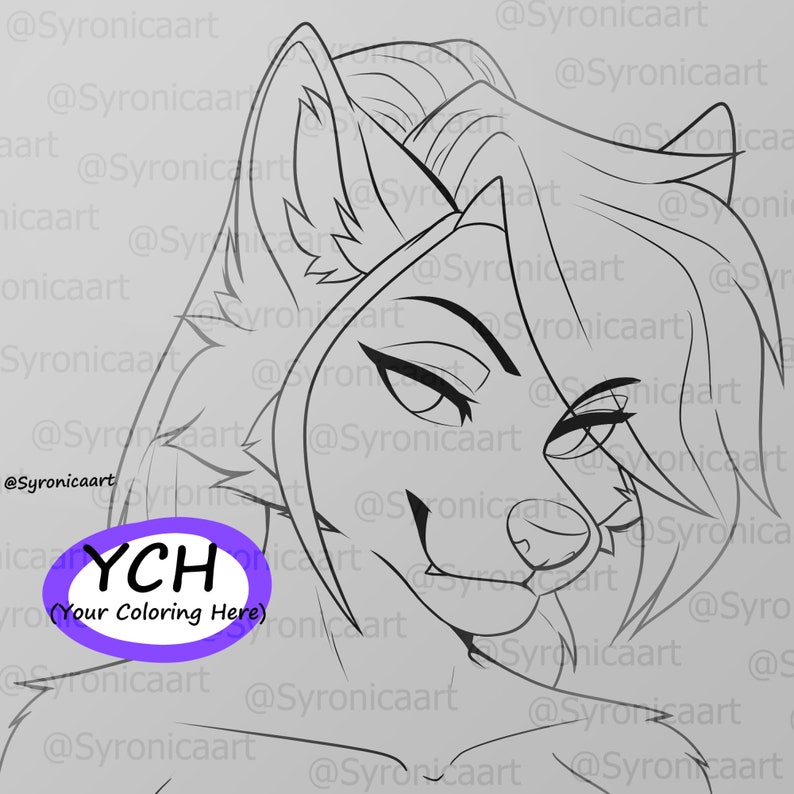 Furry Coloring Page: Fursona Smirk Icon Base (PSD File) - Etsy