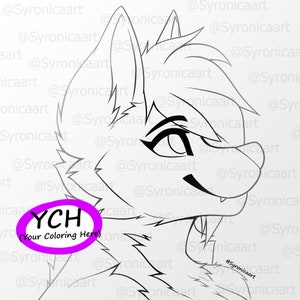 Fem Coloring Page Fursona Pfp Icon Base Furry Digital Download DIY YCH ...