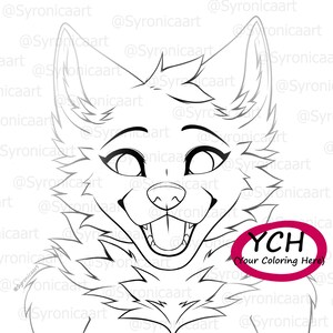 Fem Coloring Page Fursona Pfp Icon Base Furry Digital Download DIY YCH ...