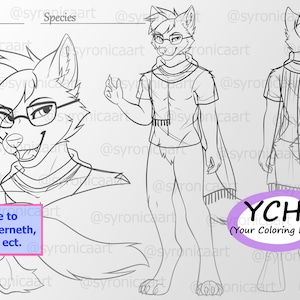 Male Fursona Ref Sheet: DIY Furry Art Coloring Page (PSD File) - Etsy