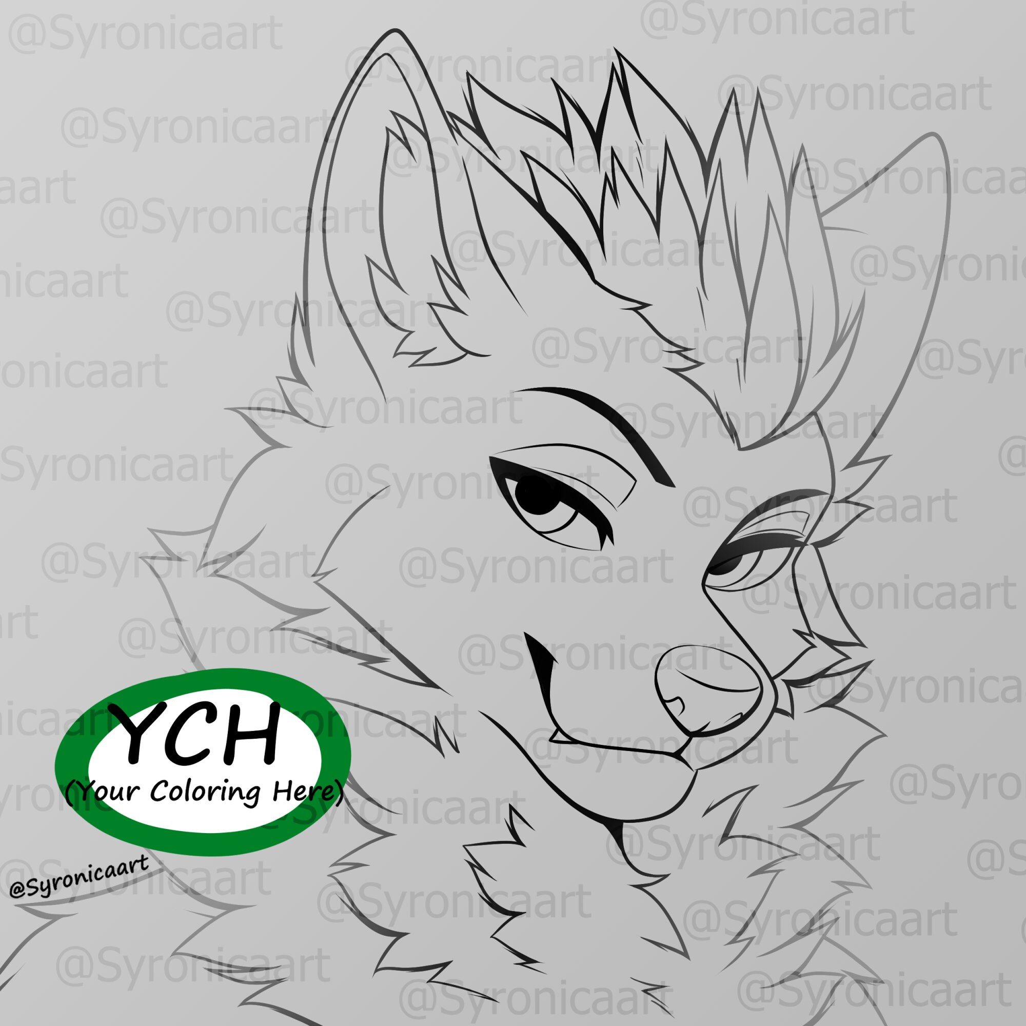 Fursona Coloring Page: Smirk PFP Icon Base (PSD File) - Etsy