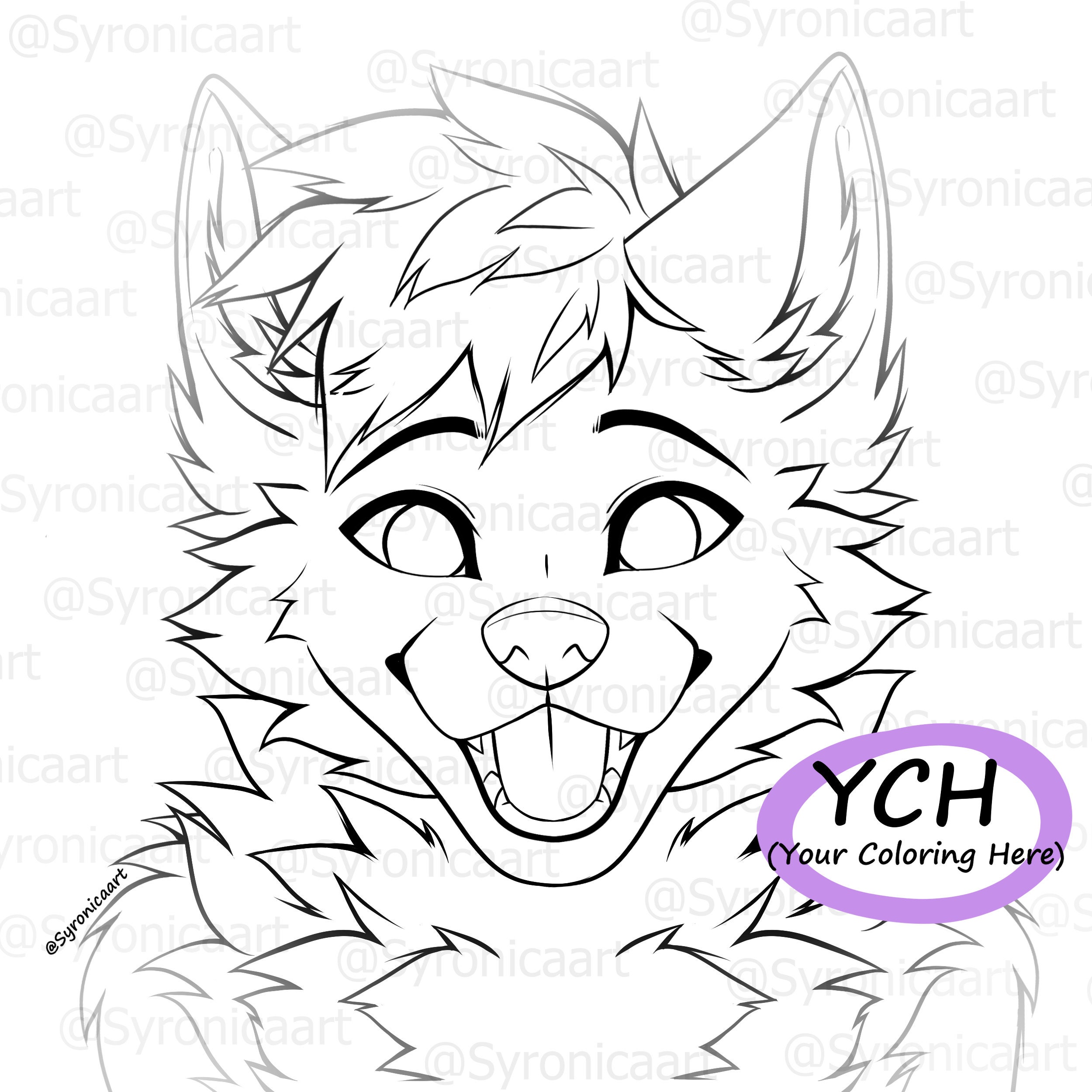 Fursona Pfp Icon Base Coloring Page Furry Digital Download DIY - Etsy