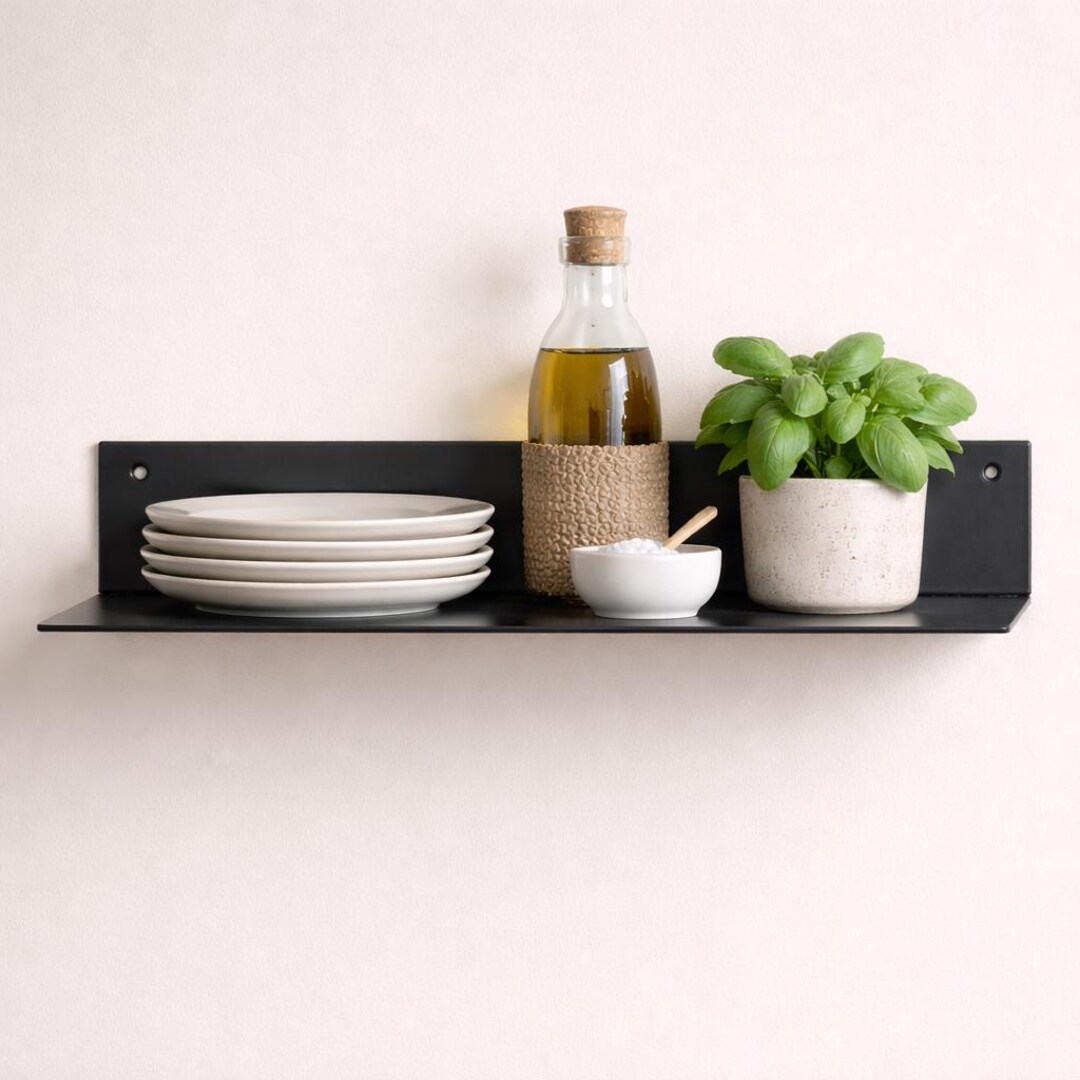 Modern Metal Floating Shelf, Long Kitchen Wall Shelf up to 200cm, Steel ...
