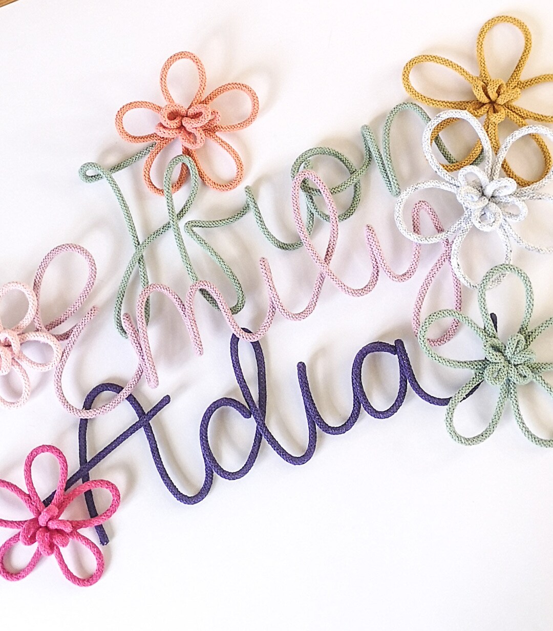 Personalised Knitted Wire Name, Wire Wall Sign for Nursery, Bedroom ...
