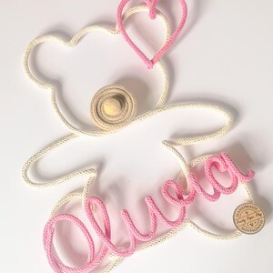 Personalised Knitted Wire Name, Bear Shaped Wall Hanging for Nursery ...