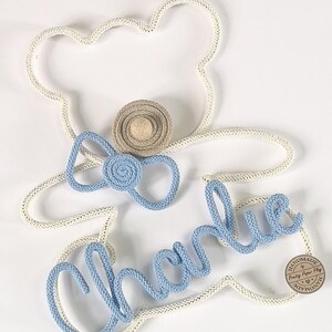 Personalised Knitted Wire Name, Bear Shaped Wall Hanging for Nursery ...