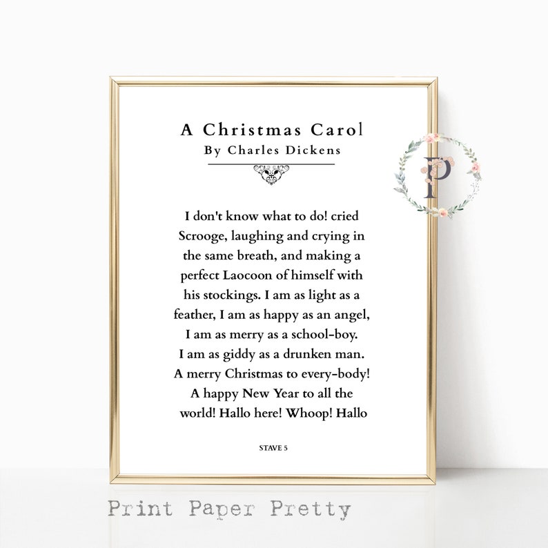 Printable 8X10 A Christmas Carol Page Quote Charles Dickens Christmas ...