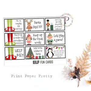Printable Christmas Elf Fun Cards Instant Digital Download 5 Pages of ...