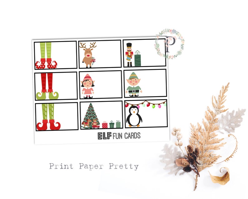 Printable Christmas Elf Fun Cards Instant Digital Download 5 Pages of ...