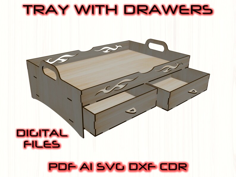 Tray With Drawers Pattern Vector for Laser Cutting Wooden - Etsy