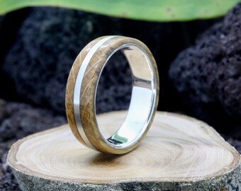 Wood inlay rings | Etsy