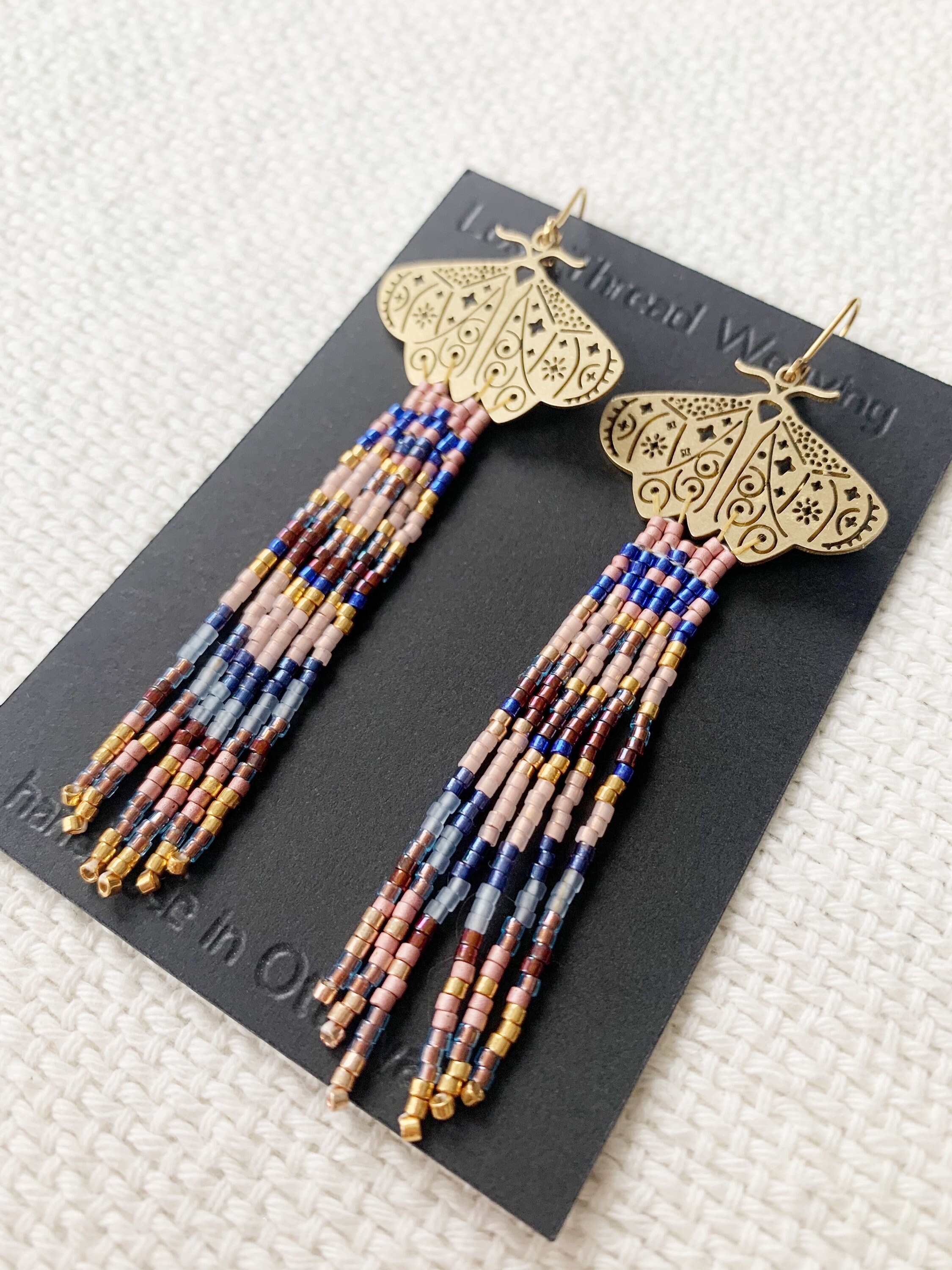 Brass Celestial Filigree Moths With Fancy Hand Beaded Fringe Tail - Etsy