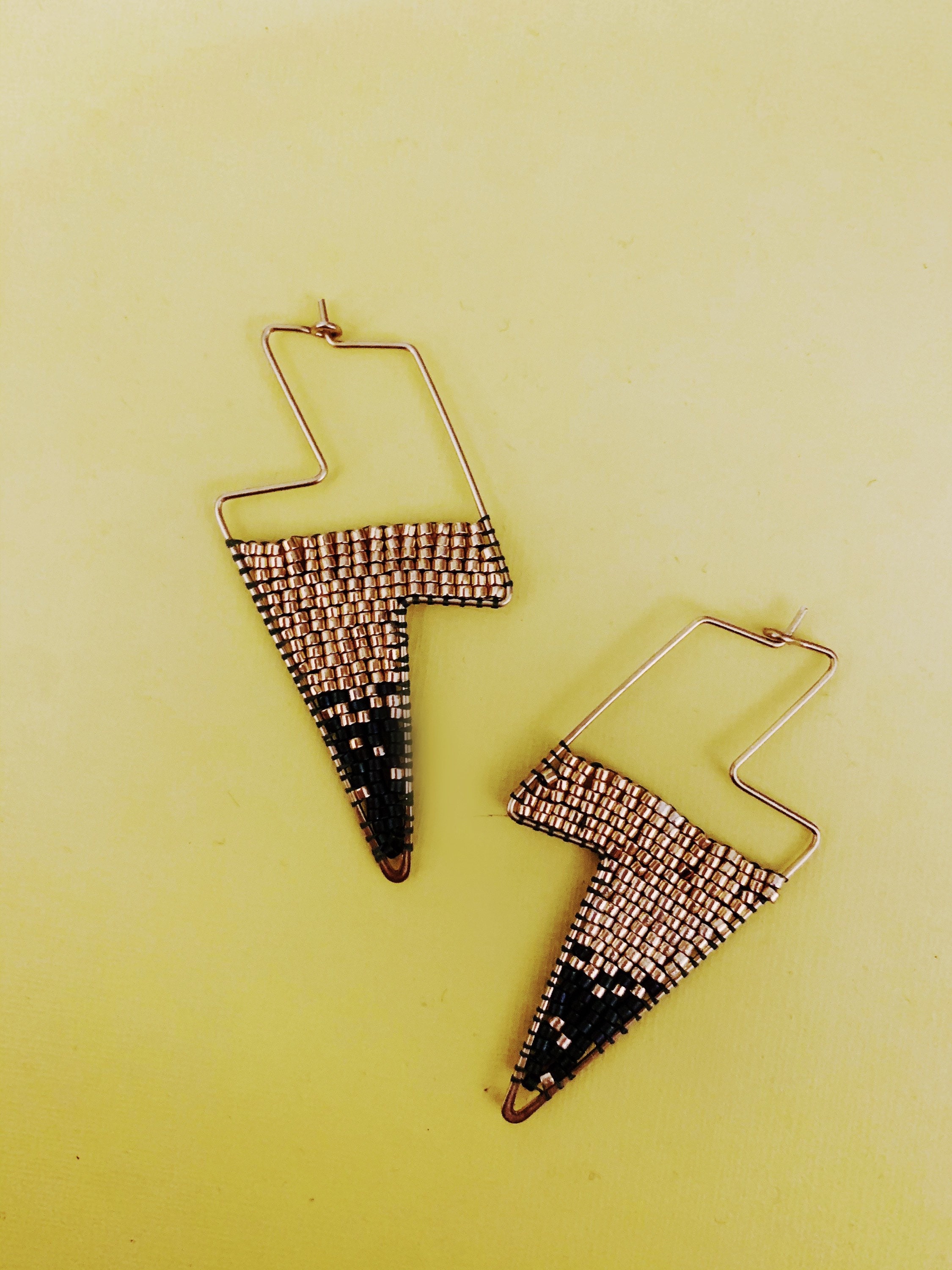 Elektra Lightning Bolt Earrings Hand Beaded Lightning Hoops | Etsy