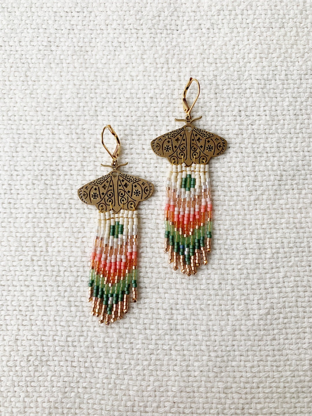 Brass Celestial Filigree Moths With Fancy Hand Beaded Fringe Tail - Etsy