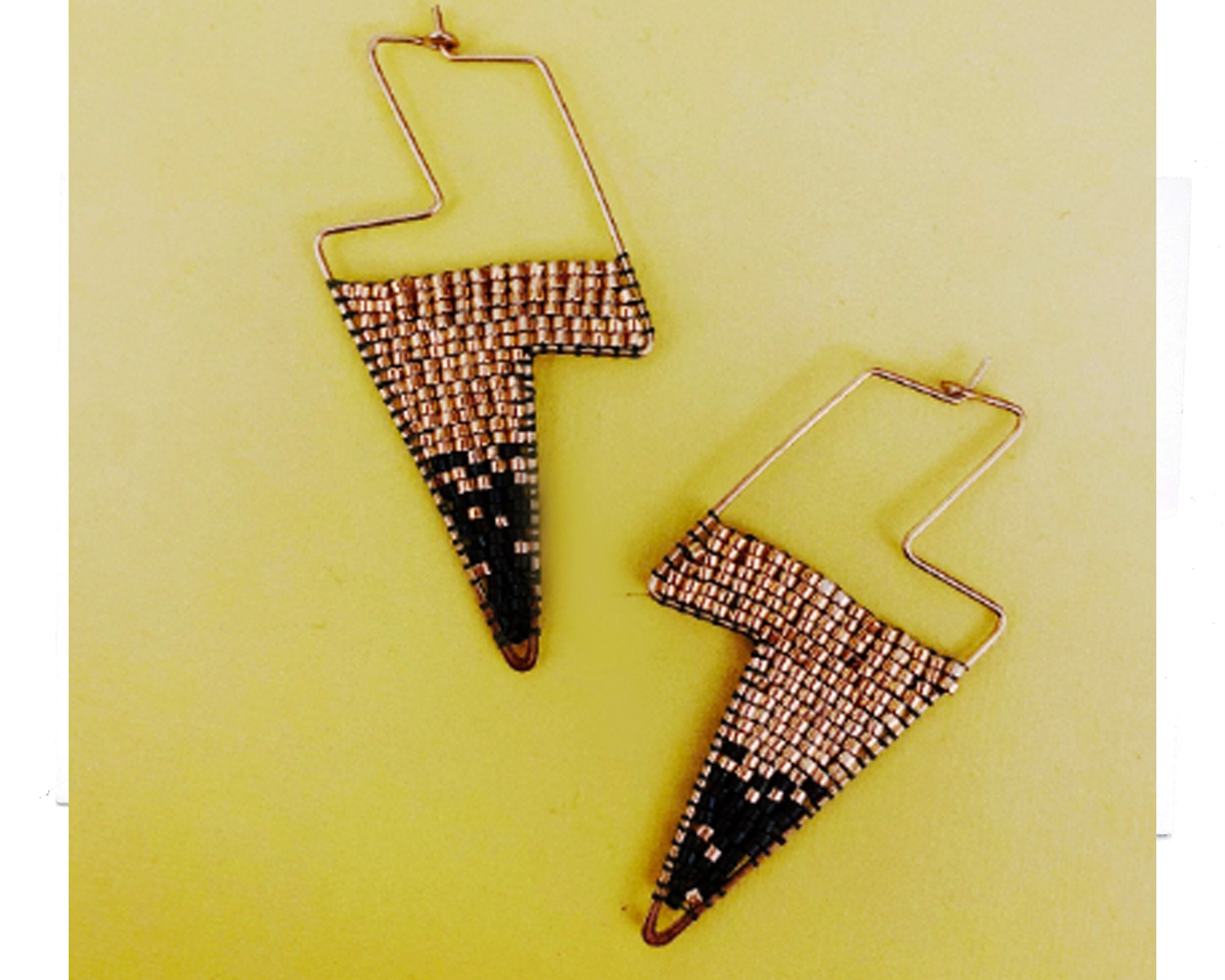 Elektra Lightning Bolt Earrings Hand Beaded Lightning Hoops | Etsy