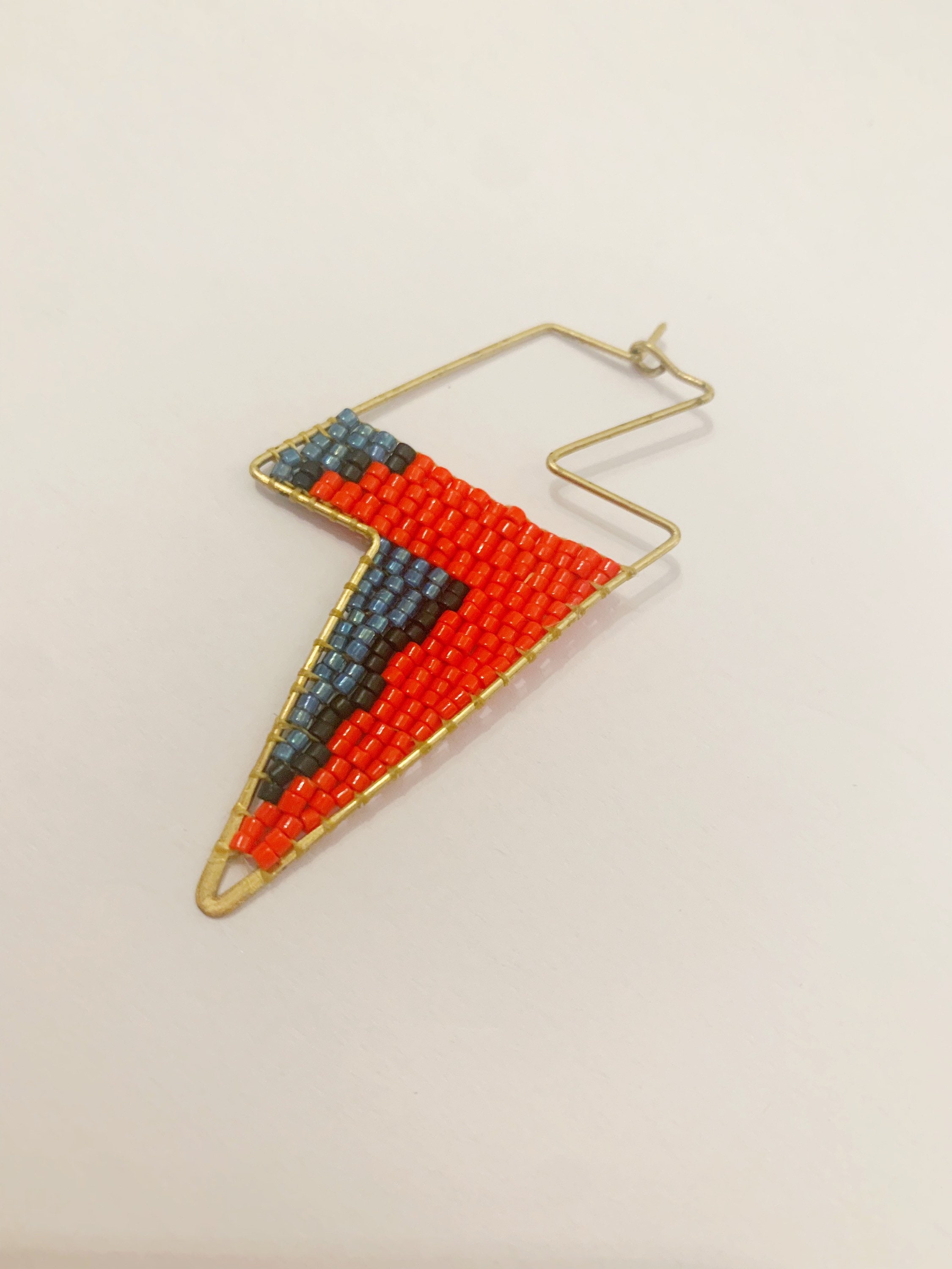 Elektra Lightning Bolt Earrings Hand Beaded Lightning Hoops | Etsy