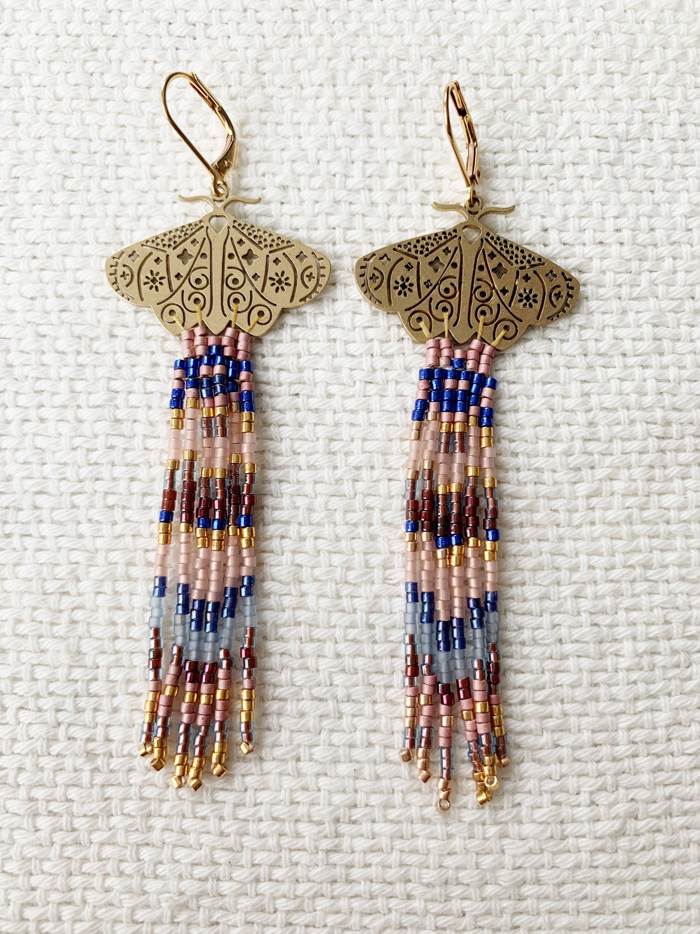 Brass Celestial Filigree Moths With Fancy Hand Beaded Fringe Tail - Etsy