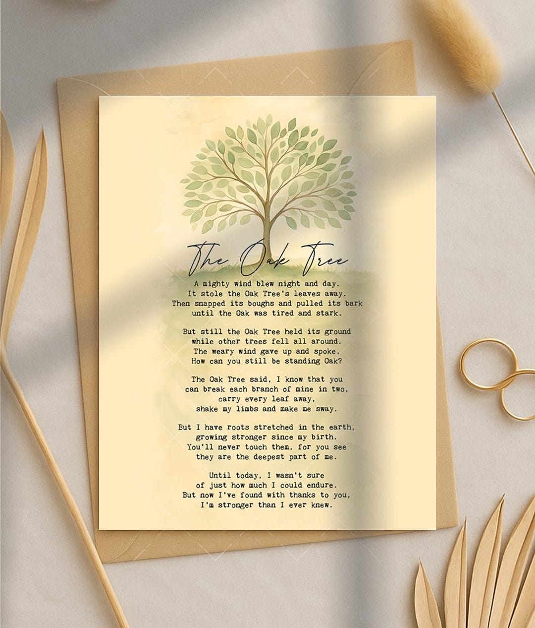 Oak Tree Poem Card: Sympathy Gift, Encouragement Card - Etsy