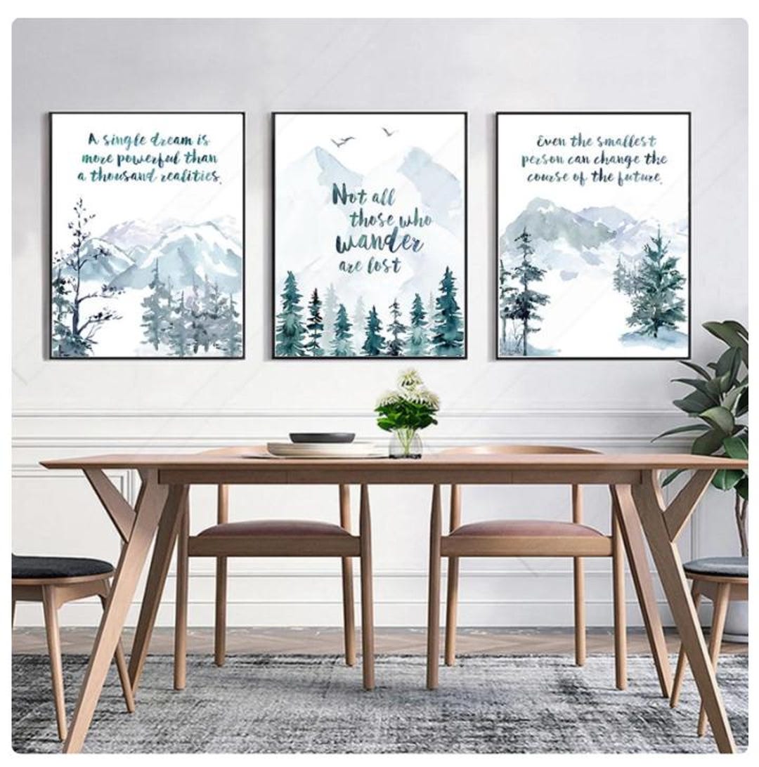 Inspirational Quote Art Prints: Watercolor Mountain Set of 3 - Etsy