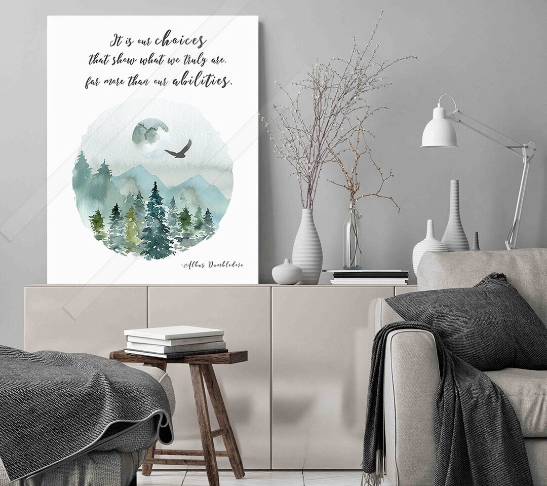 Inspirational Quote Art Print: Watercolor Forest Landscape - Etsy