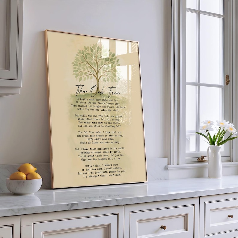 Oak Tree Poem Print: Inspirational Nature Art, Resilience Gift - Etsy